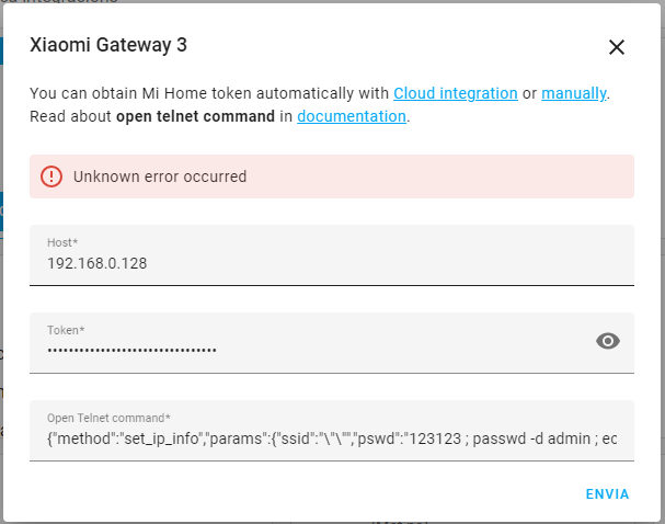 "Unkown error ocurred" when setting up Gateway · Issue #662 · AlexxIT/XiaomiGateway3 · GitHub