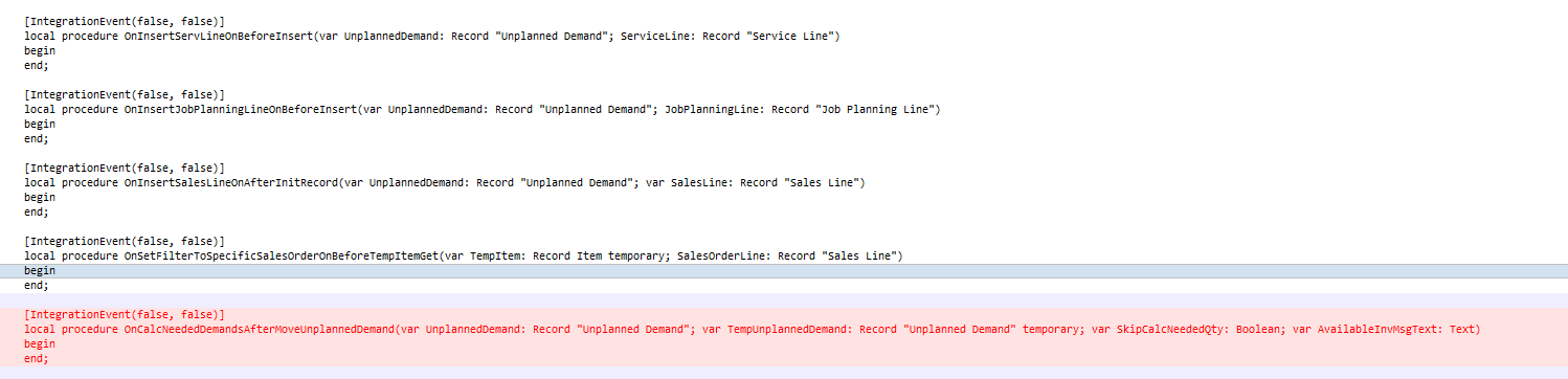 [Event Request] - Codeunit 5520 "Get Unplanned Demand" - procedure ...