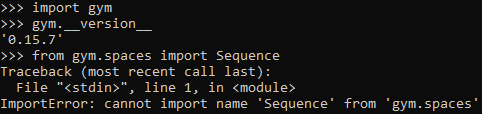 [Bug Report] Unable to import the Sequence space. · Issue #3158 · openai/gym · GitHub