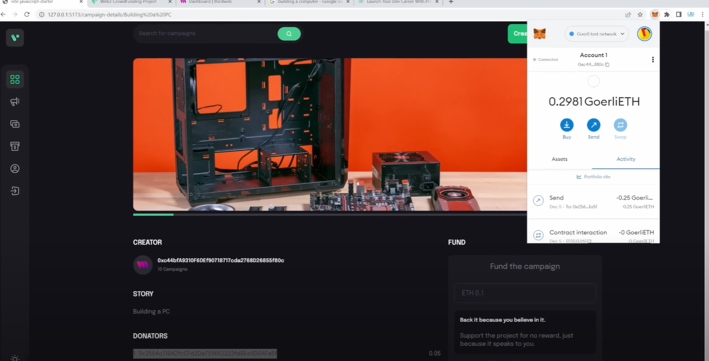 Github Tamg1 Fundraiser App Web3 Blockchain Crowdfunding Platform