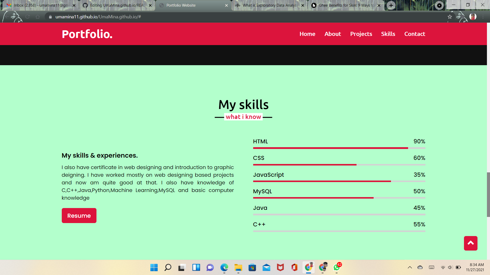 GitHub - umamina11/portfolio-template