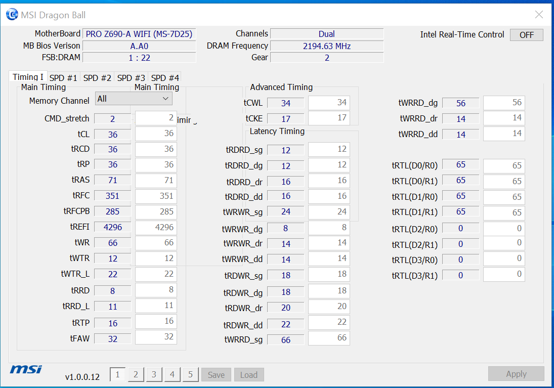 MSI Z690-A WIFI DDR5 test reports and memory timings observations ...