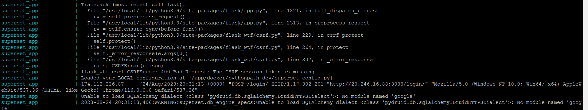 getting CSRF token issue while loading the superset using docker-compose · Issue #25079 · apache ...