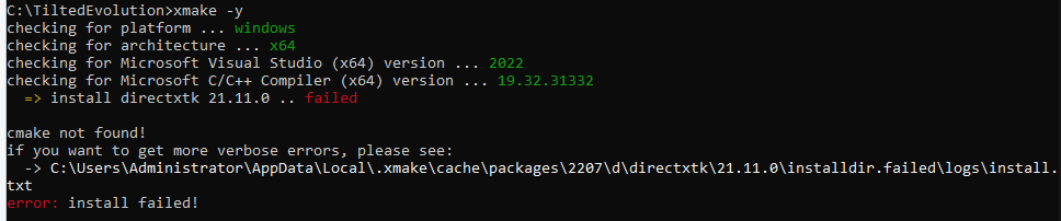 install directxtk 21.11.0 .. failed · Issue #223 · tiltedphoques/TiltedEvolution · GitHub