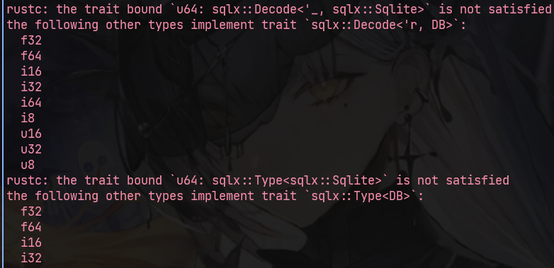 SQLX decoding doesn't support u64 · Issue #2284 · launchbadge/sqlx · GitHub