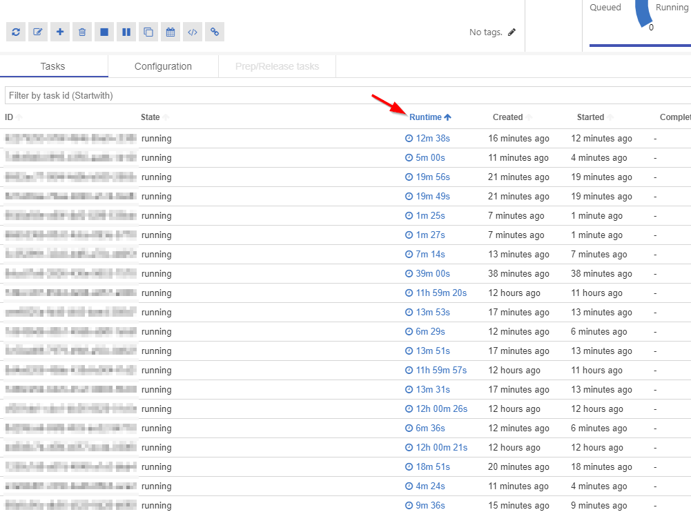 Runtime sort for tasks incorrect for incomplete tasks · Issue #2034 · Azure/BatchExplorer · GitHub