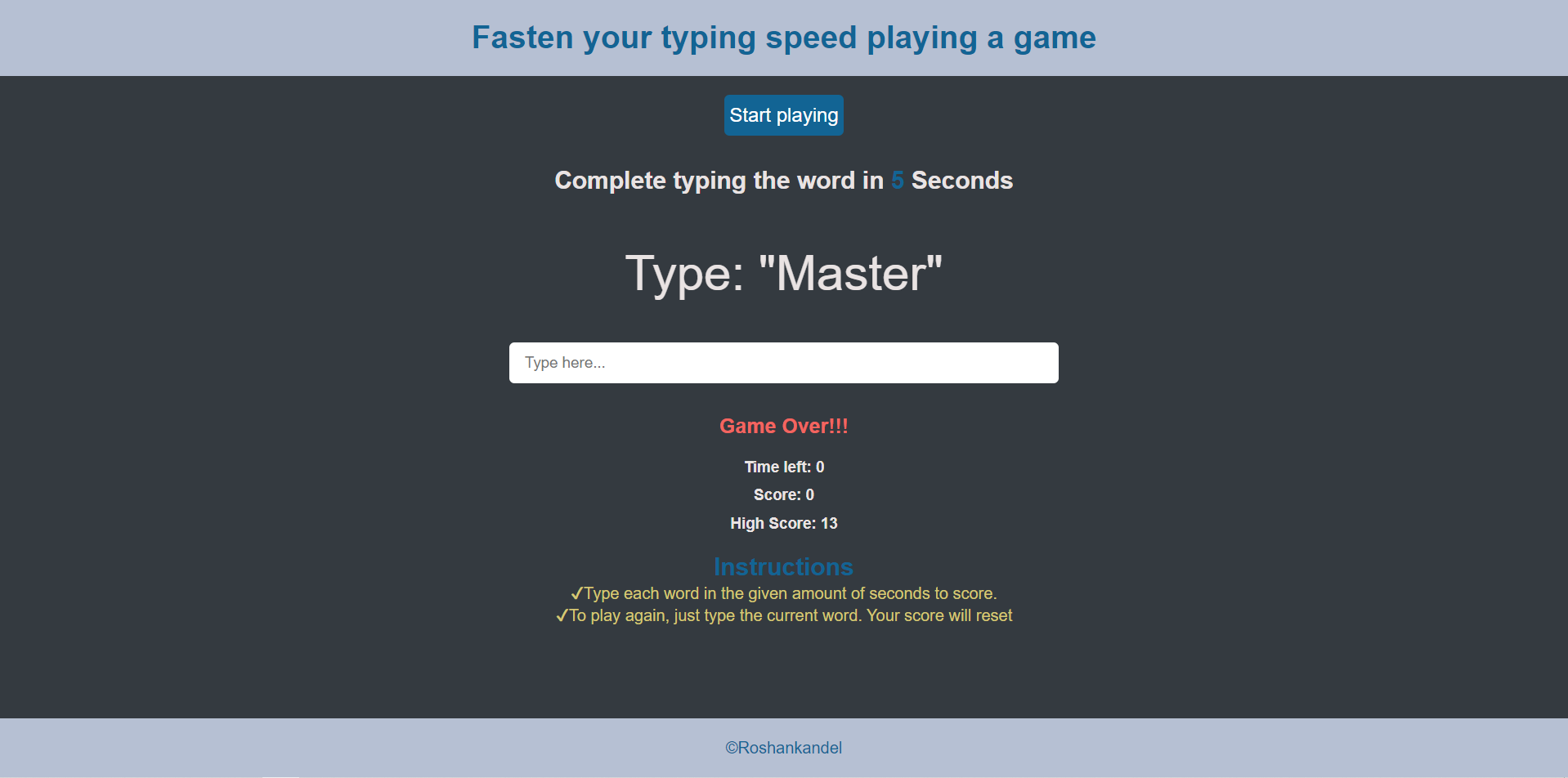 GitHub - Roshankandel/Timebased-Word-Typing-Game: Simple word typing ...