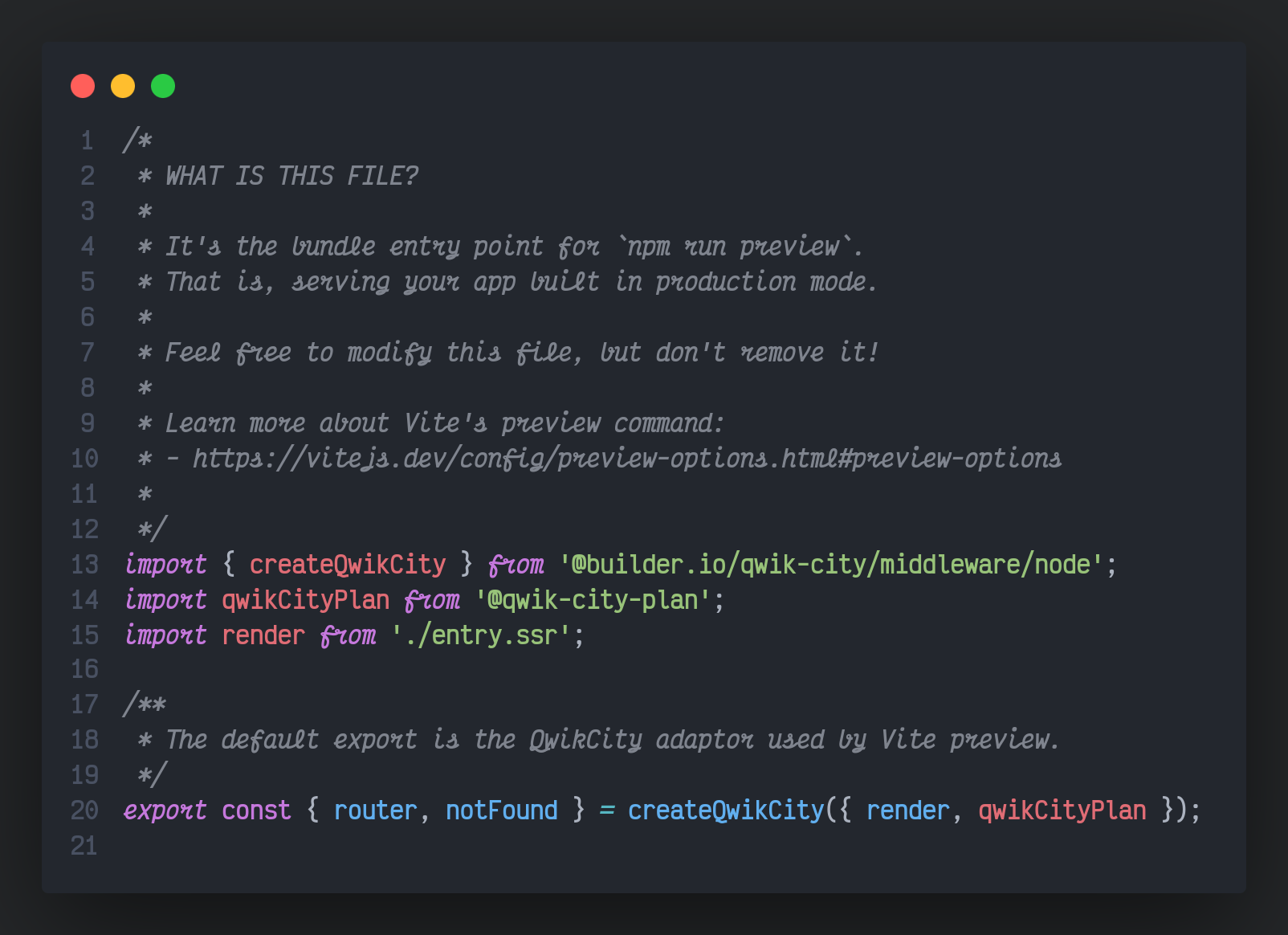 The create qwik command with both npm and yarn, generate preview file ...