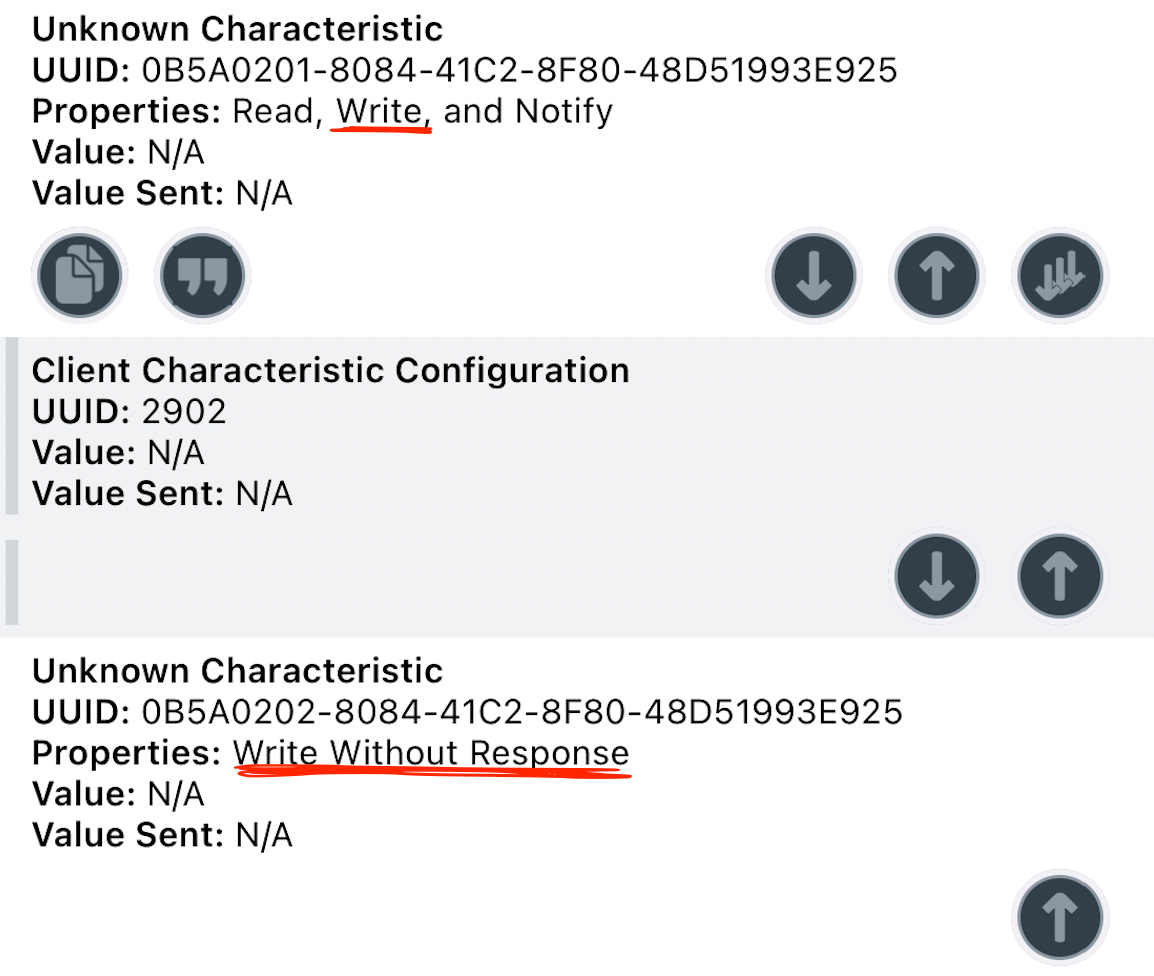 iOS writeCharacteristicWithoutResponse gives characteristic not writable error · Issue #551 ...