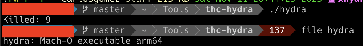 Get Killed:9 every time I tried to exec hydra on MacOS M2Pro · Issue #907 · vanhauser-thc/thc ...