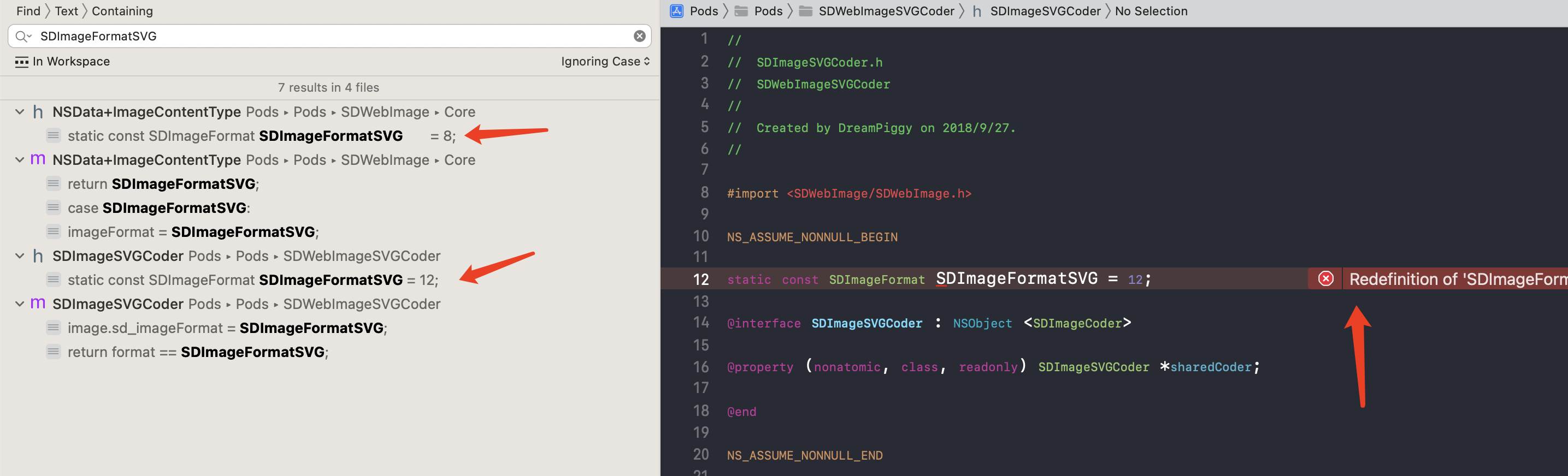 Redefinition of 'SDImageFormatSVG' · Issue #45 · SDWebImage ...