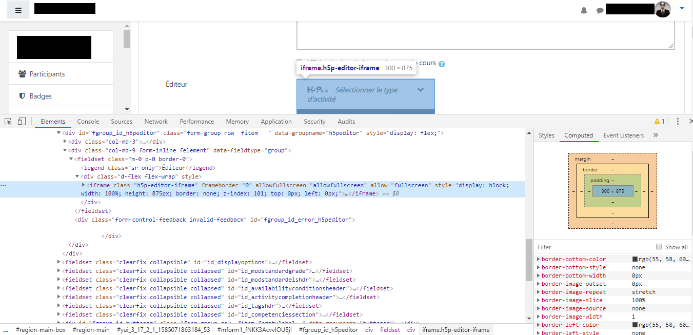 Moodle 3.7/3.8, Classic/more -theme and H5P, embedded h5p acitivities ...