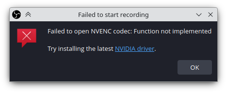 Linux/Flatpak: NVENC is unusable in old NVIDIA GPUs · Issue #9847 · obsproject/obs-studio · GitHub