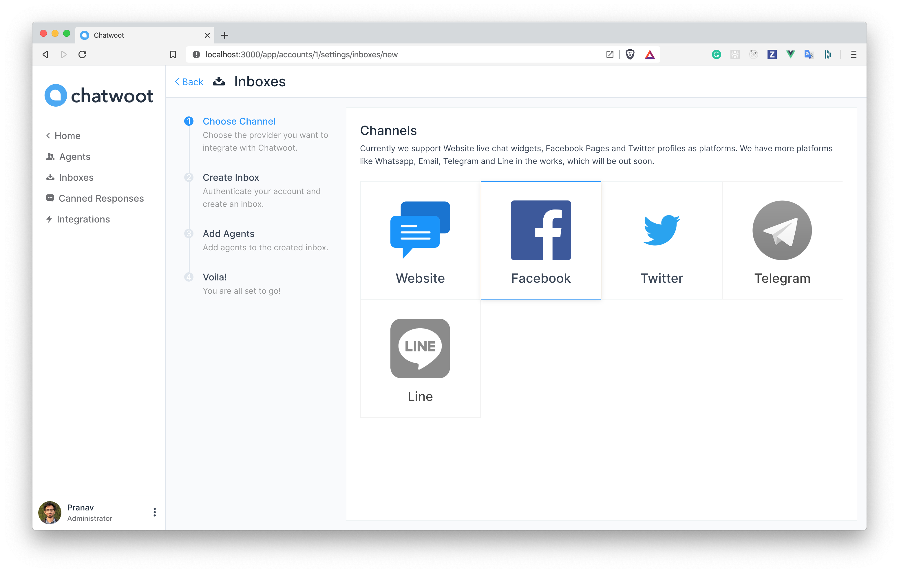 Update screenshots to show current available channels · Issue #233 · chatwoot/docs · GitHub