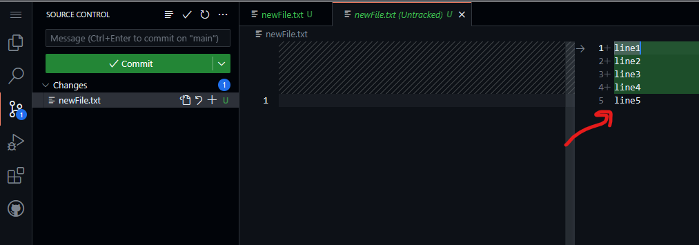 The last line of a newly created file isn't highlighted by git difference · Issue #185140 ...