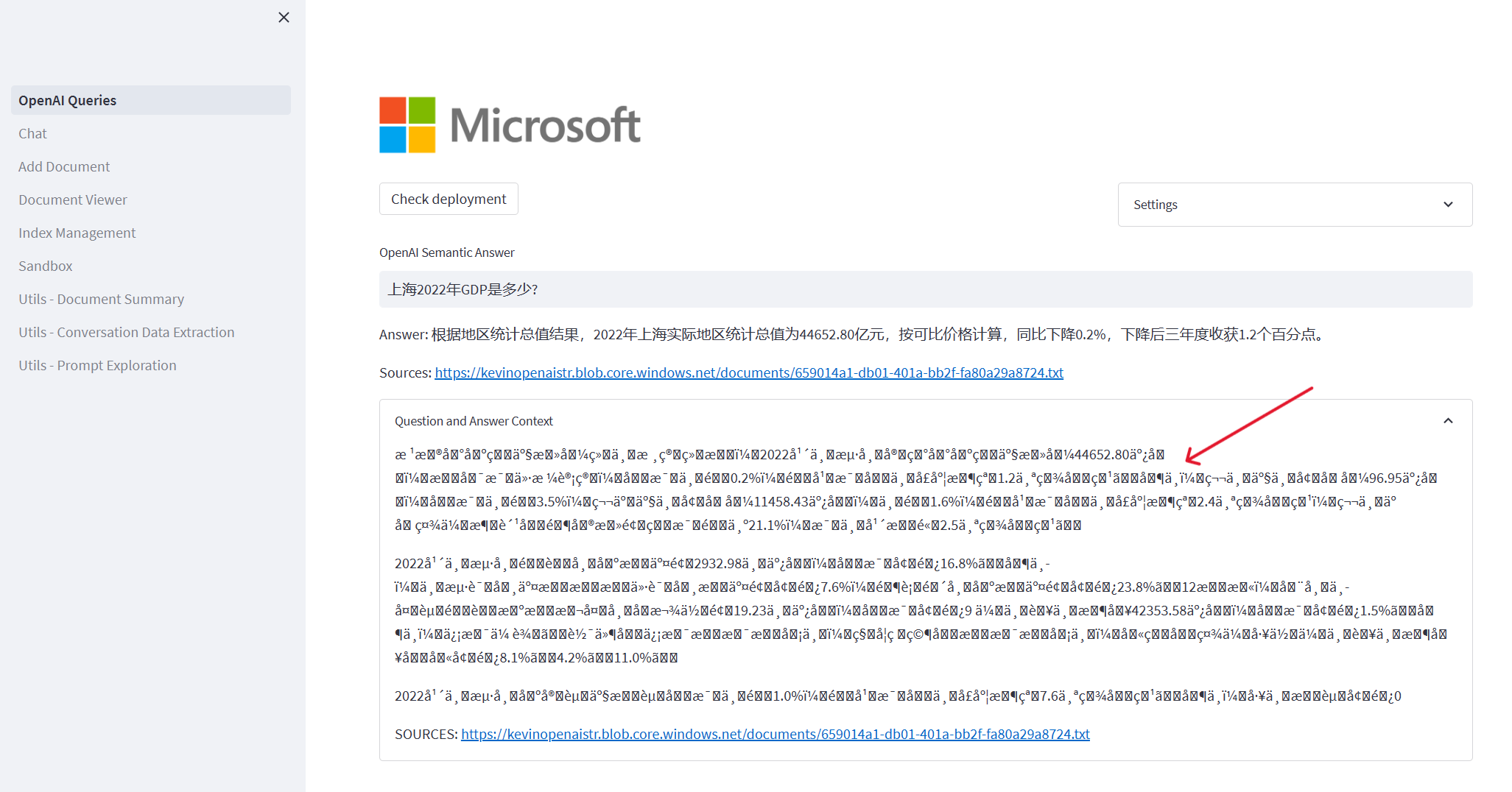 After The Non English Document Is Processed The Embedding Content Is Displayed As Garbled