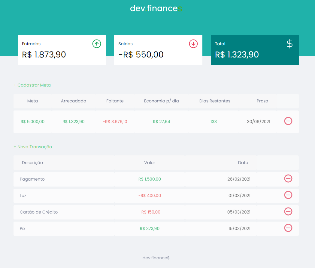 GitHub - flpoliver/devFinanceWithGoalRegistration: Form for entering and exiting with the ...