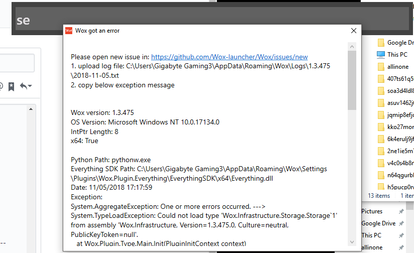Report bug WOX 1.3.475 · Issue #2256 · Wox-launcher/Wox · GitHub