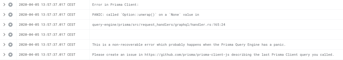 Investigate Gcr Panic · Issue 2242 · Prismaprisma · Github 