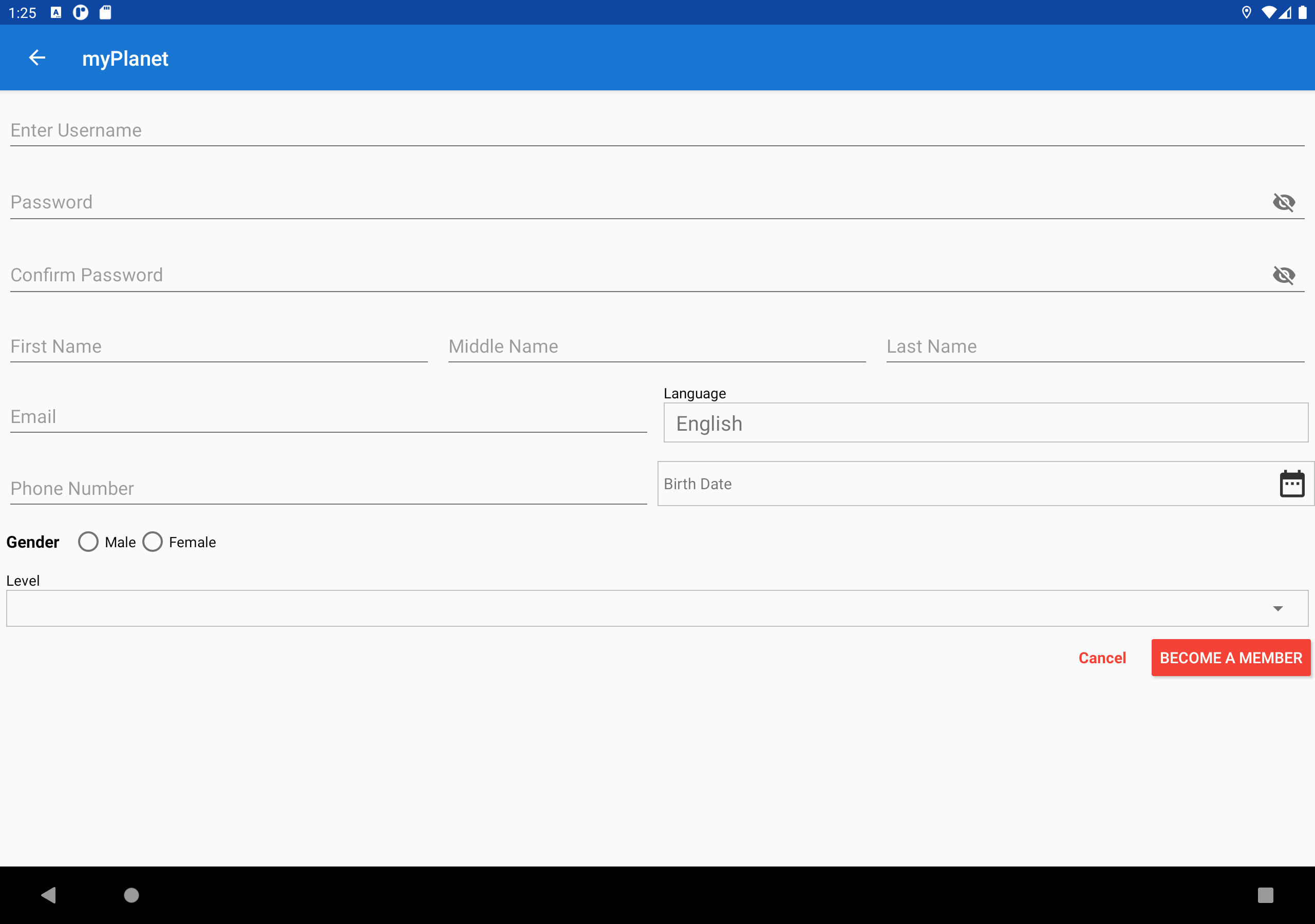 Show name and password as mandatory on "Become a Member" screen · Issue ...