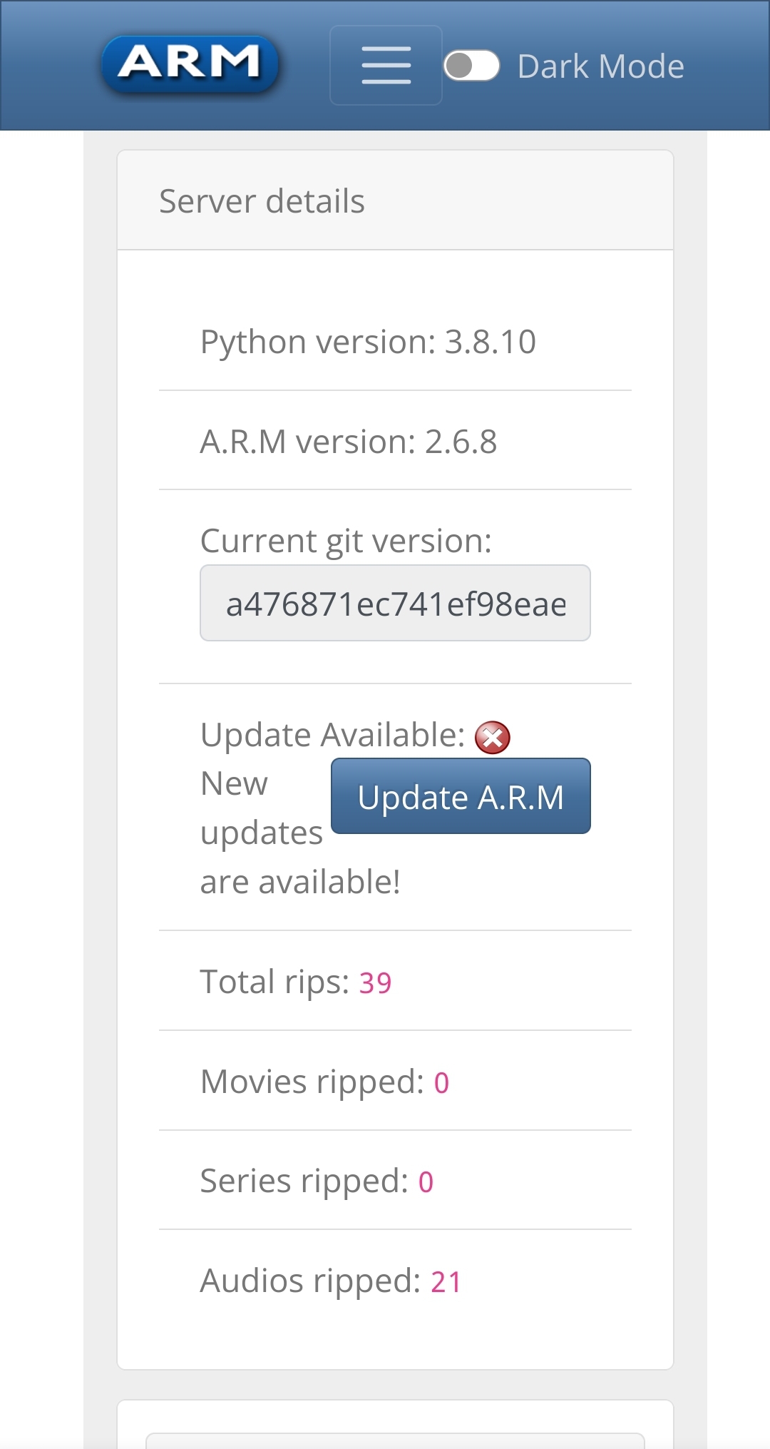 Request: Show version in webUI · Issue #637 · automatic-ripping-machine/automatic-ripping ...
