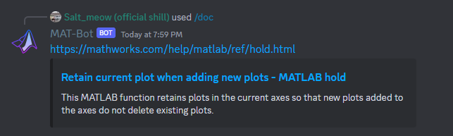 Doc Slash Command Mangles Url · Issue 18 · Matlab Discord Matlab Discord Bot · Github