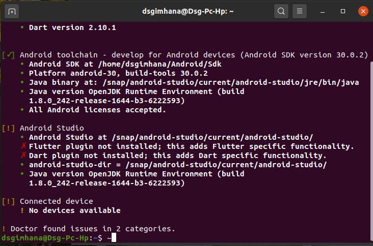 Flutter Doctor doesn't recognize Android Studio and flutter dart plugins plugins New version 4.1 ...