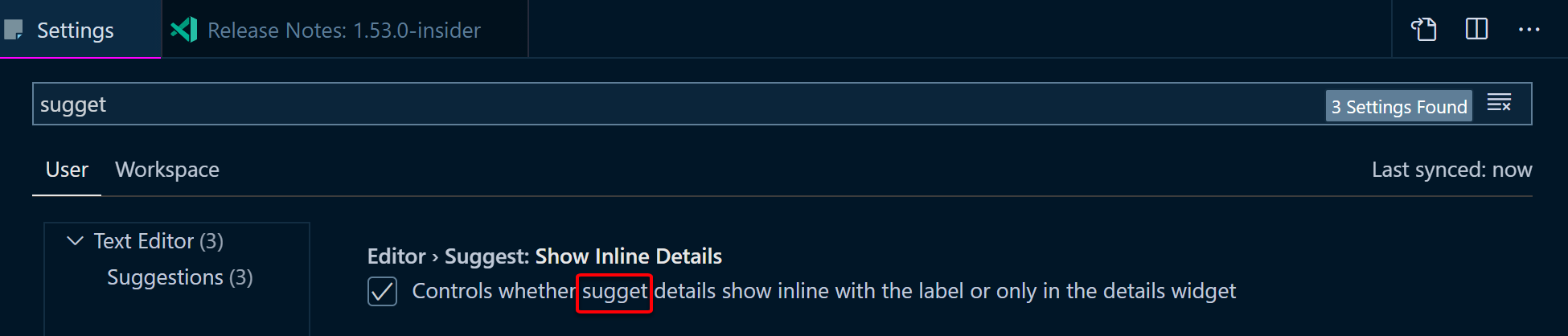 Typo: Setting -> Suggest: Show Inline Details | Description Says 'Sugget' · Issue #112324 ...