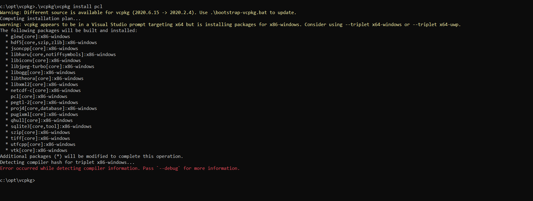 Not able to install pcl through vcpkg · Issue #13202 · microsoft/vcpkg · GitHub