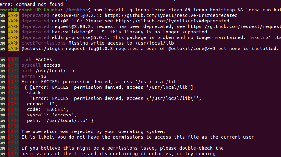 Lerna Install Permissions Issue On Ubuntu 200x · Issue 256 · Accordprojectweb Components · Github