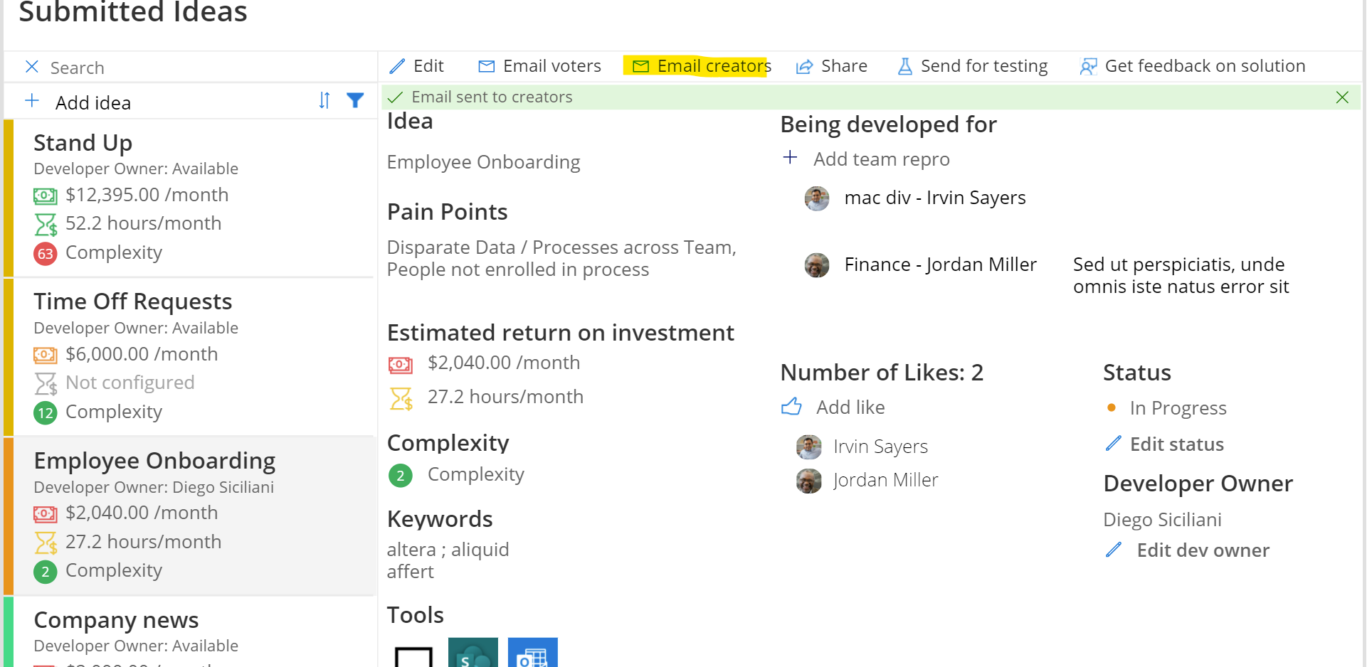 [CoE Starter Kit - BUG]: Innovation Backlog - Email creators - not ...