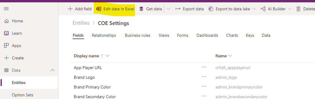 Unable to "Configure the CoE Settings entity" in Powerapps (installation COE-starterkit) · Issue ...