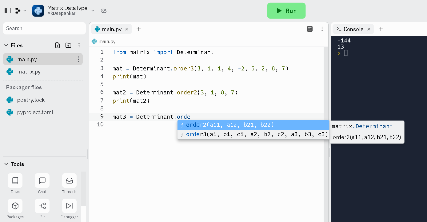 GitHub - akdeepankar/Matrix-Module-Library: This Library / Datatype take inputs for Order 2 and ...