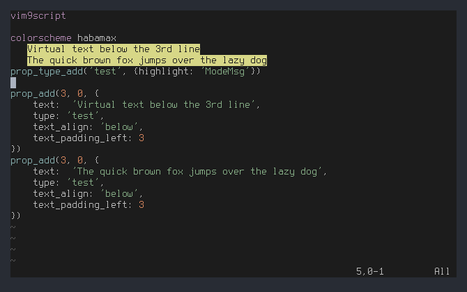 [vim/vim] [virtual text] highlighting of virtual text displayed 'above' or 'below' a text line ...