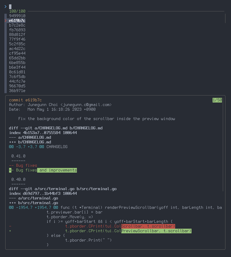 Fzf Doesnt Seem To Handle Colour Blocks Well When Scrolling Preview