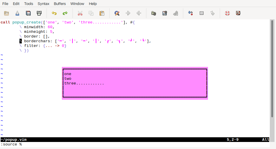 Popup Window Border Is Not Always Drawn Correctly In Gvim When Compiled