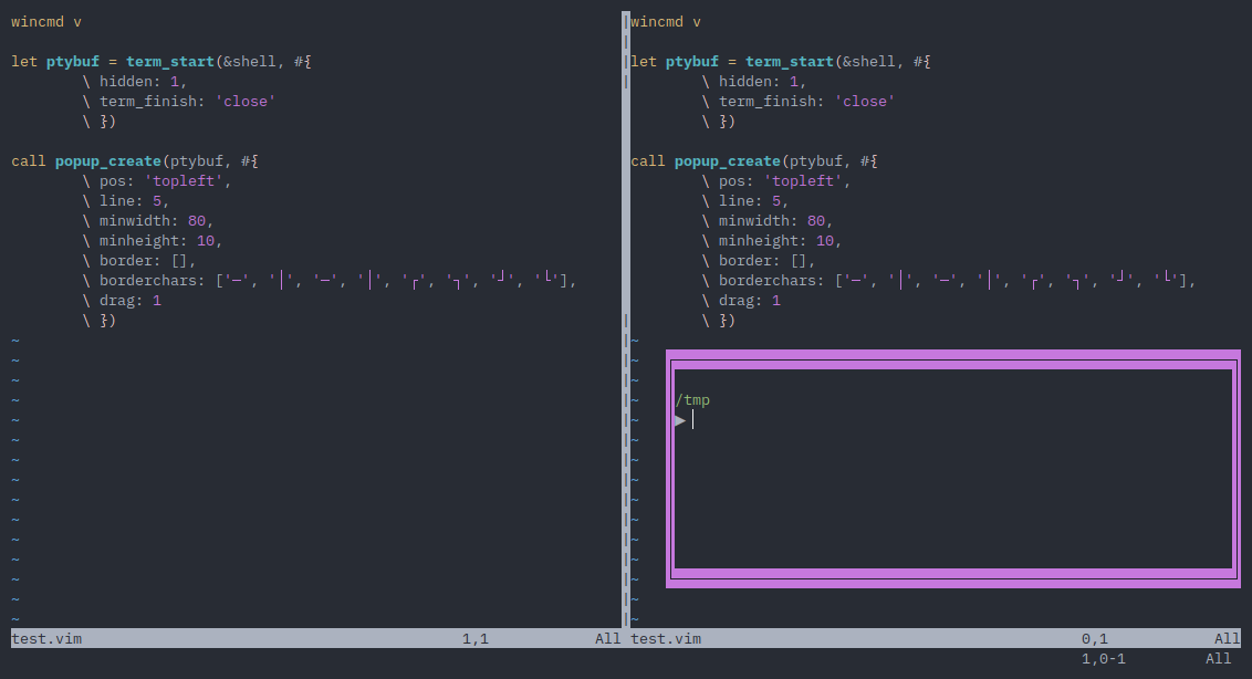Vertical fillchars not always redrawn when popup terminal is dragged around or closed · Issue ...