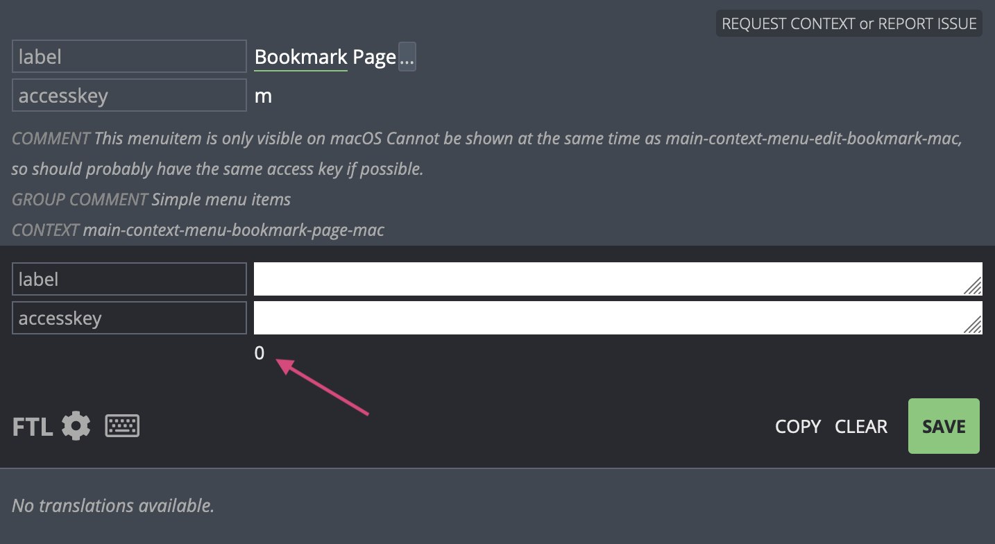 Default state of the accesskey message shows "0" · Issue #2603 · mozilla/pontoon · GitHub