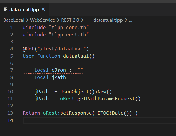 Erro ao Compilar WS REST TLPP - C2006 Statement not allowed outside procedure or function ...