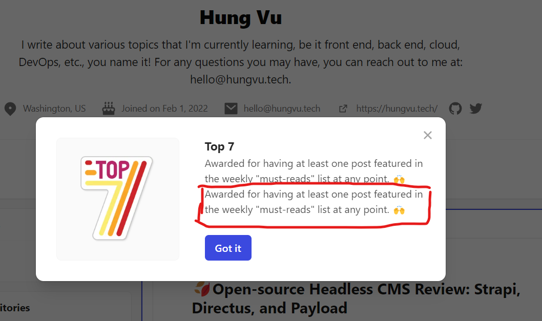 bug: badge description is duplicated on dev.to · Issue #18690 · forem/forem · GitHub