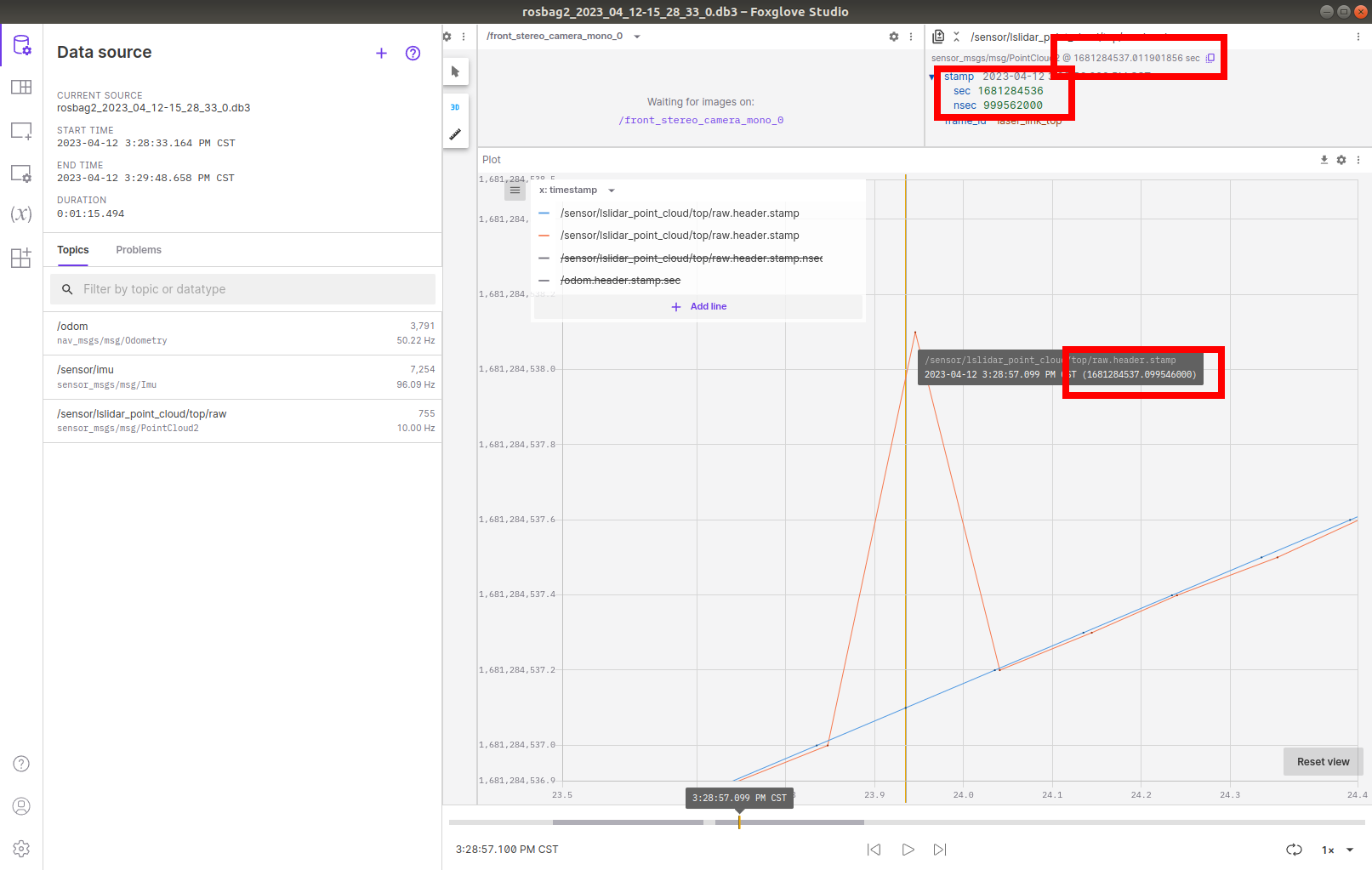 Foxgolve Studio Receive time vs header.stamp · Issue #694 · foxglove/community · GitHub