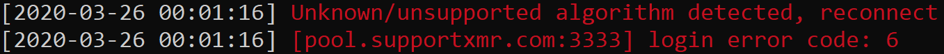 Unknown/unsupported algorithm detected, reconnect...login error code:6 · Issue #1613 · xmrig ...