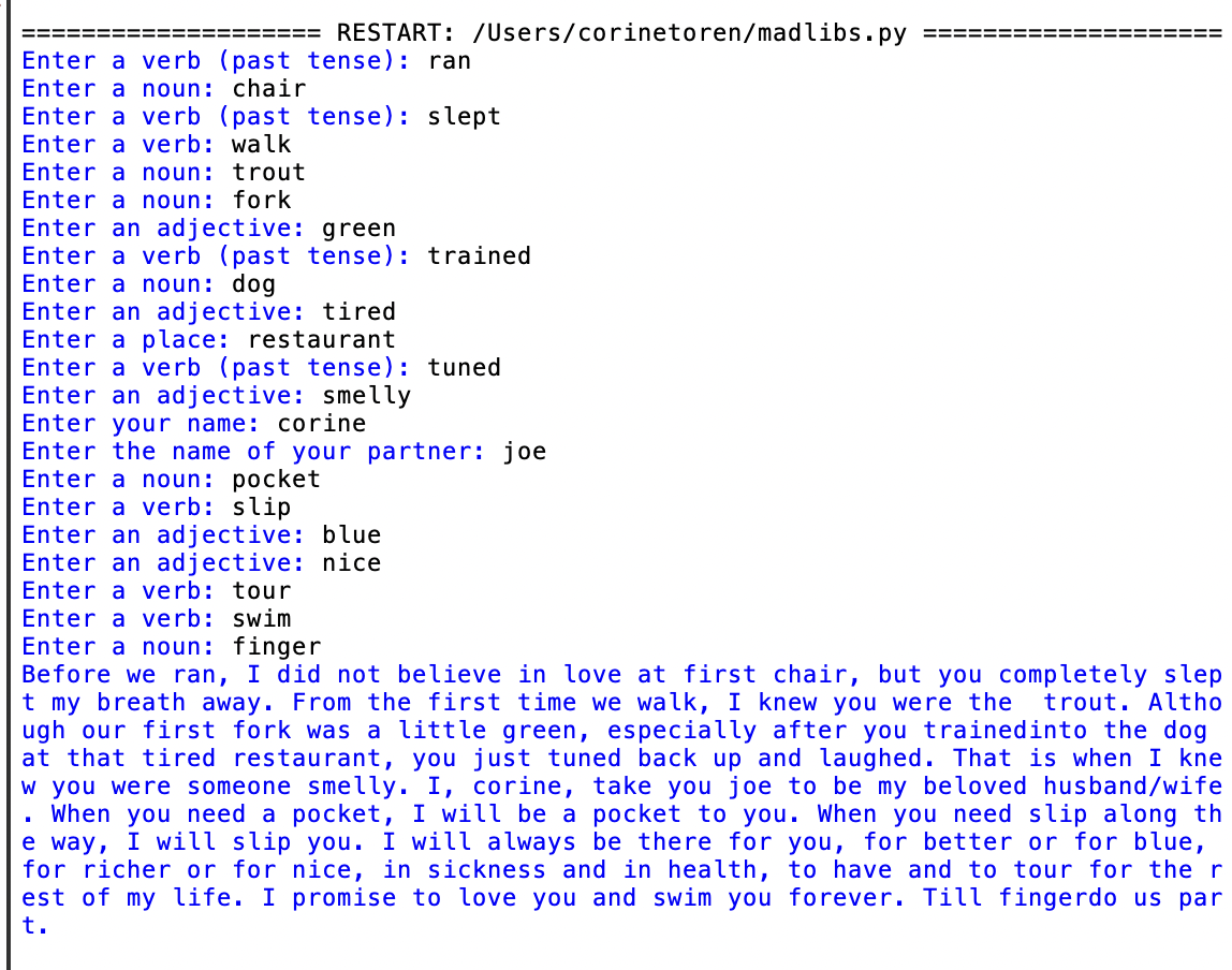 GitHub - ctoren/DjangoMadlibs: Funny Madlibs Generator