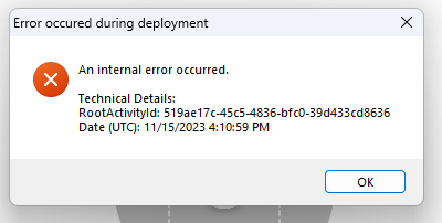 Internal error occurred when deploying a model to a Power BI Premium Enabled Workspace with -R ...
