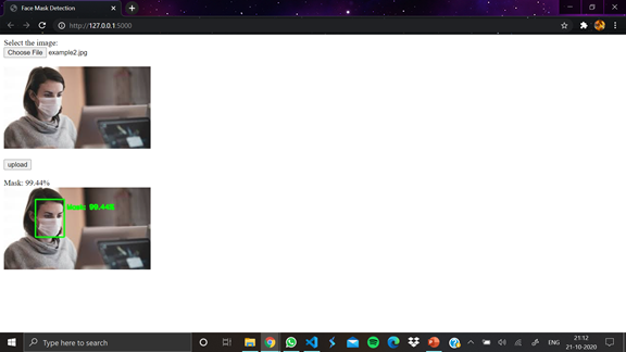 Github Gerosh Georgeface Mask Detetction Webapp A Web App Using Flask To Detect Face Mask In