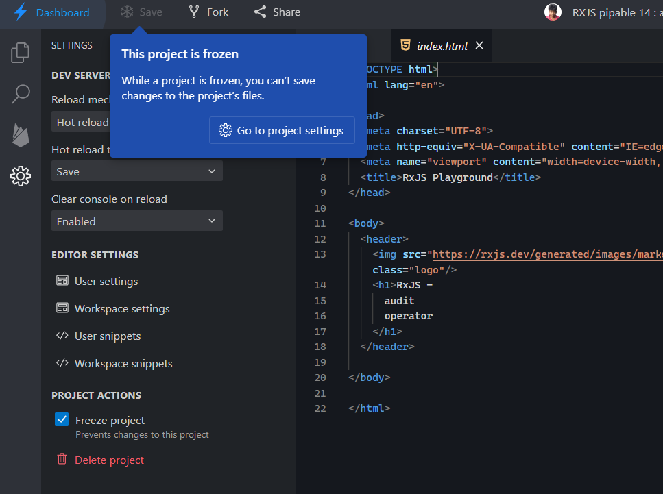 once we freze the project, and fork it. Project shows as freezed but it works as inversly ...