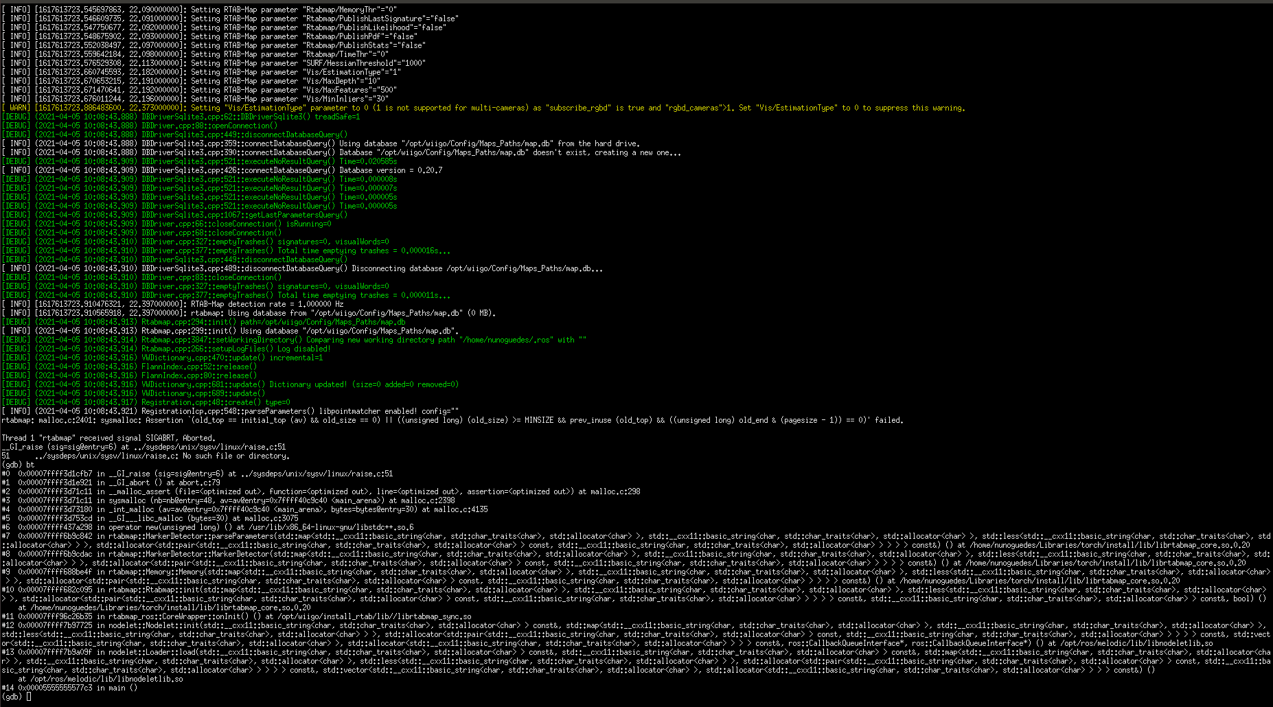 Error Running Rtabmapros · Issue 706 · Introlabrtabmap · Github 2250