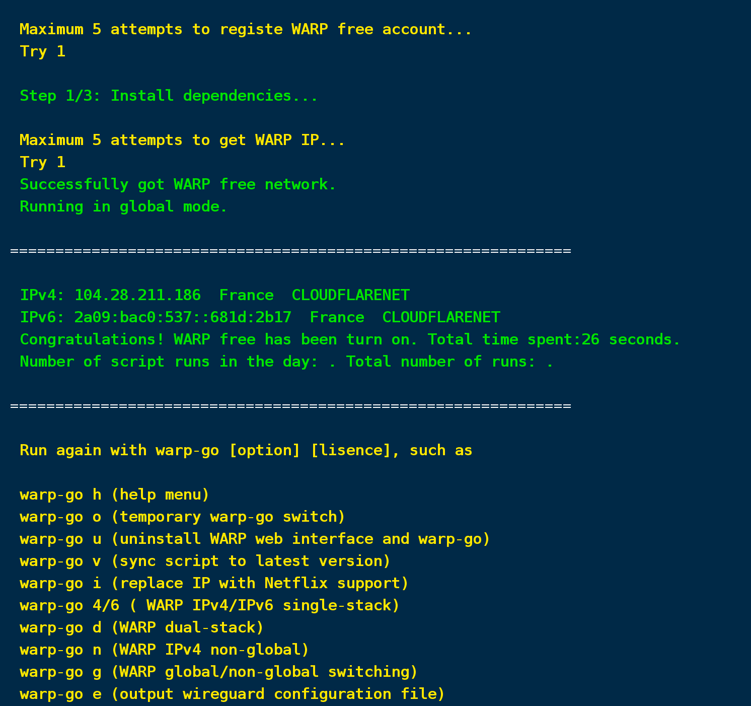 [Bug]: 原无论任何状态 -> WARP IPv4 开启后会没网络，ssh断-【结论: 脚本判断 vps 单双栈或 nat 的 bug，已修复】 · Issue #207 ...