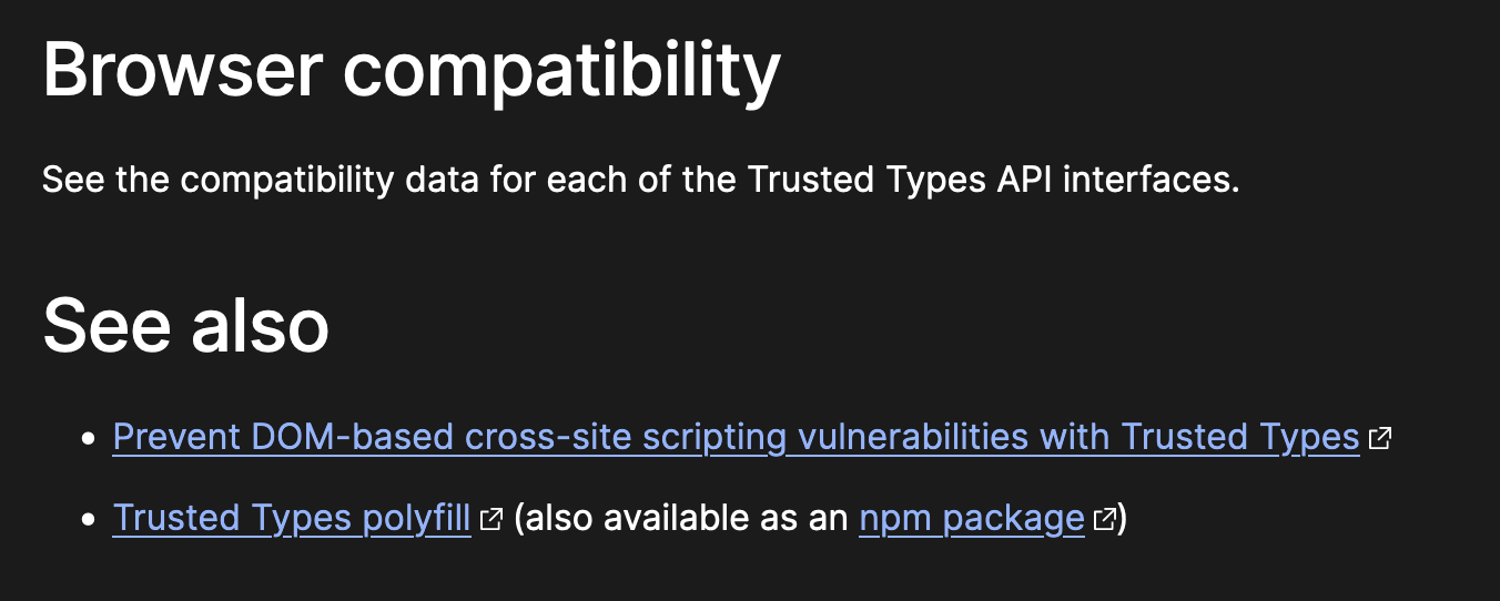 Browser compatibility table for Trusted Types API not rendering · Issue #23546 · mdn/content ...