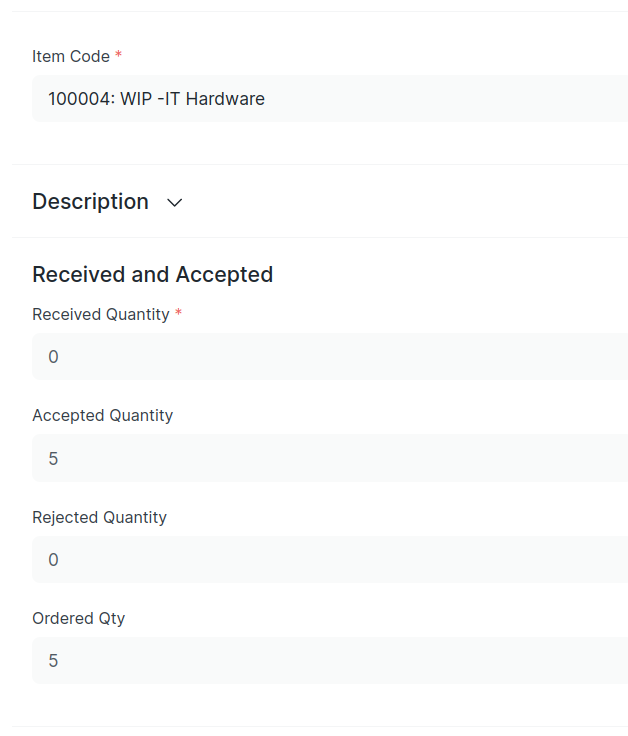 Received quantity not updated in purchase receipt item (when creating ...